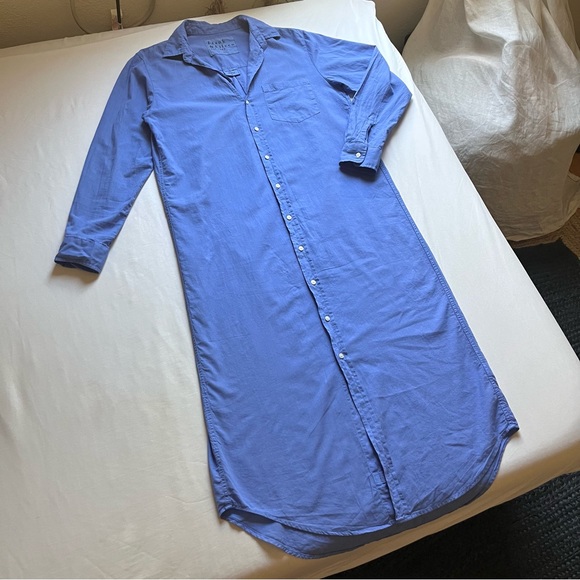 Frank & Eileen | Dresses | Frank Eileen Blue Organic Cotton Rory Long Sleeve Button Up Midi ...